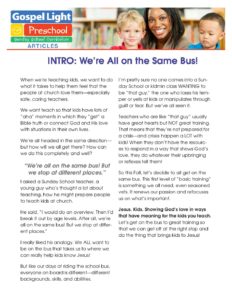 Preschool-Introduction-Preschool - Gospel Light